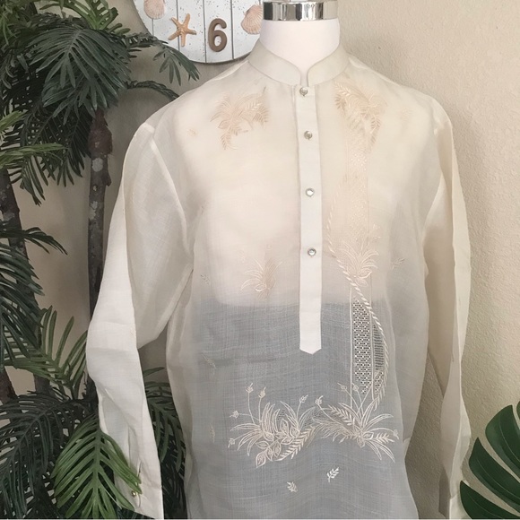 Shirts | Cream Beige Pina Silk Barong Tagalog With Simply Classic ...